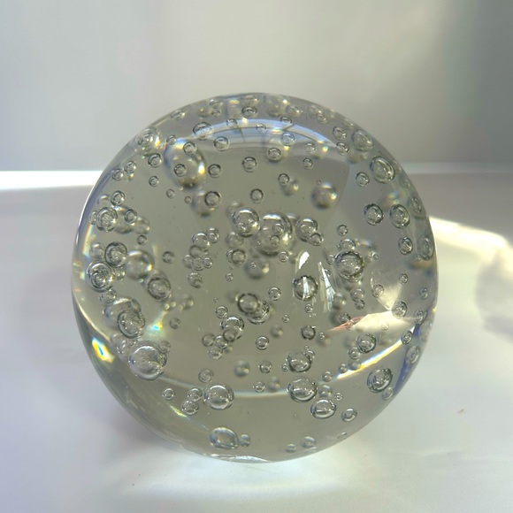 Accents | Vintage Art Glass Clear Controlledbubble Orb Paperweight ...